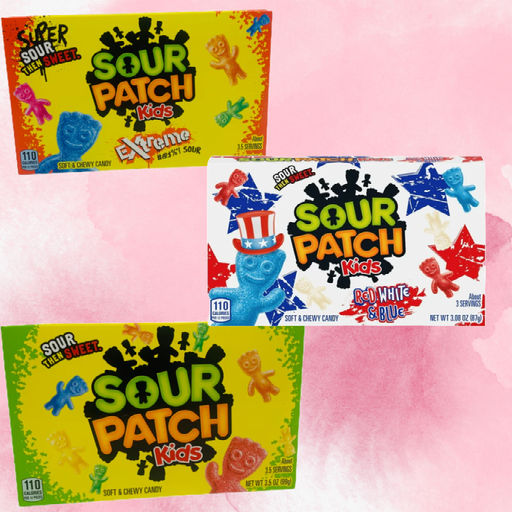Sour Patch Theatre box 3 pack Extreme | Red White & Blue | Soft & Chew