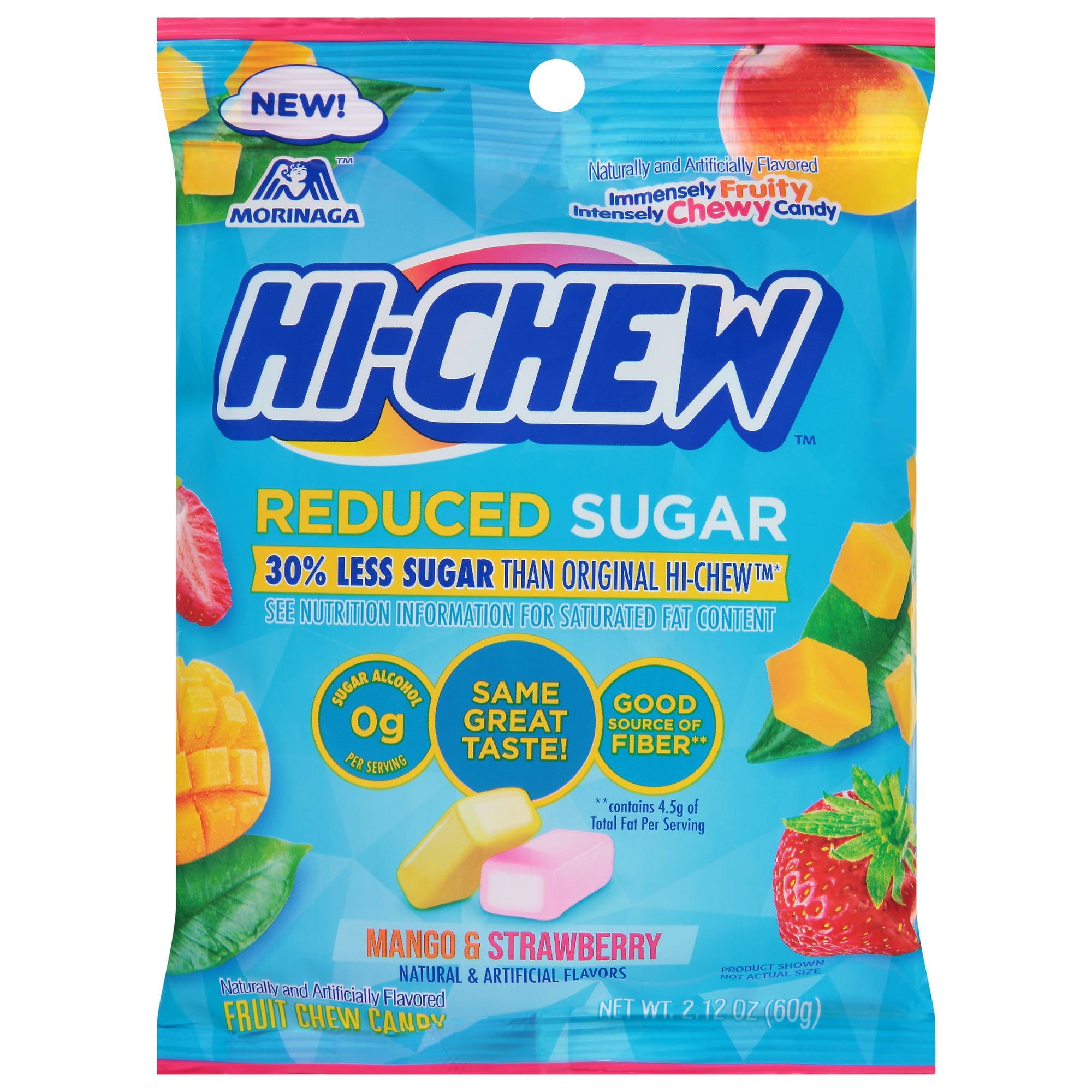 Hi- Chew Reduced Sugar Mango & Strawberry Fruit Chewy Candy 60g(Best B