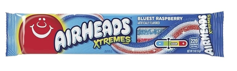Airheads Xtremes Belts Bluest Raspberry Candy 57g (Pack of 2) (BBD : A