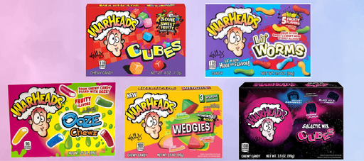 Warheads Theatre box Bundle | ooze chewz 99g | Galactic cubes 99g | Li