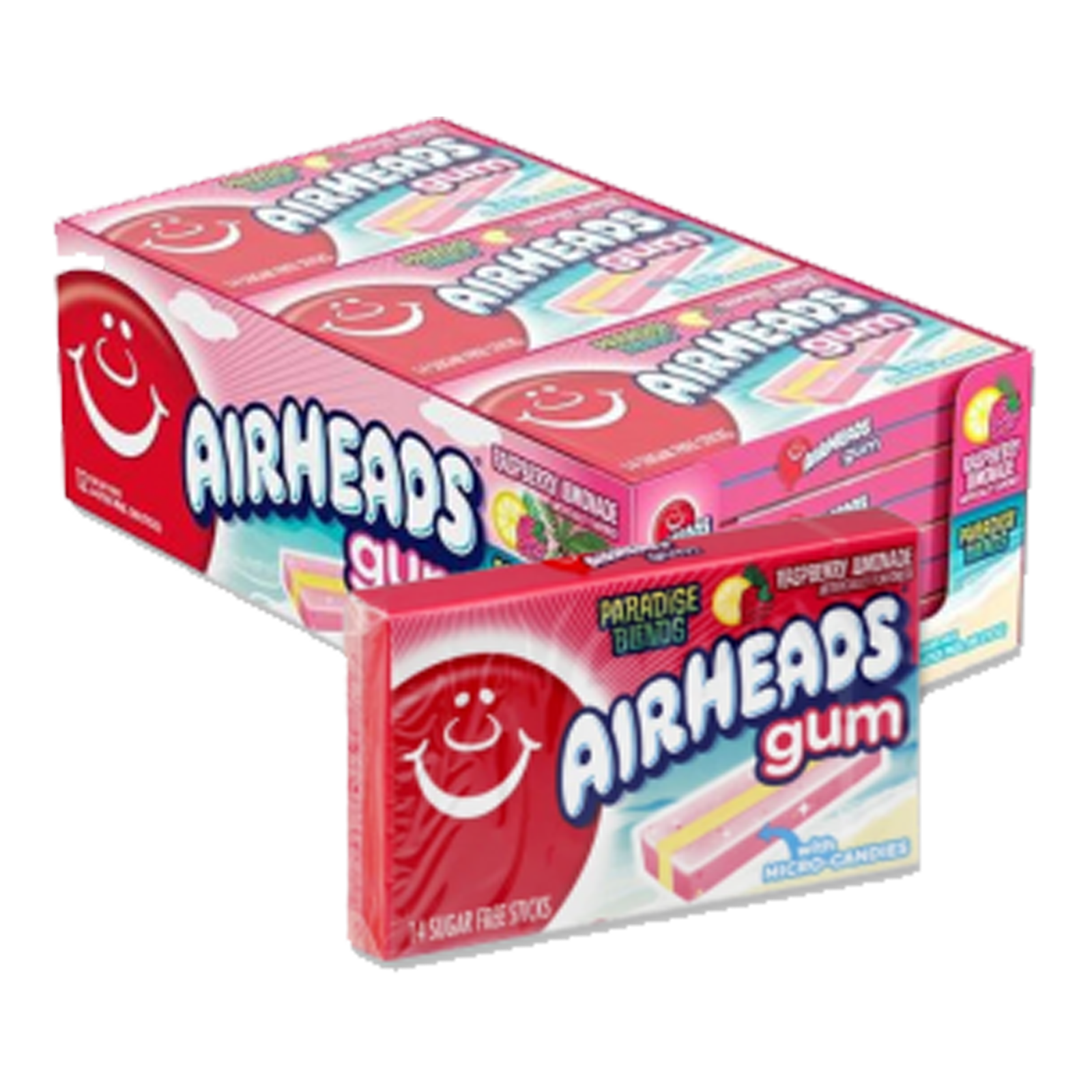 Airheads Paradise Blends Raspberry Lemonade Sugar Free Gum 14 Sticks